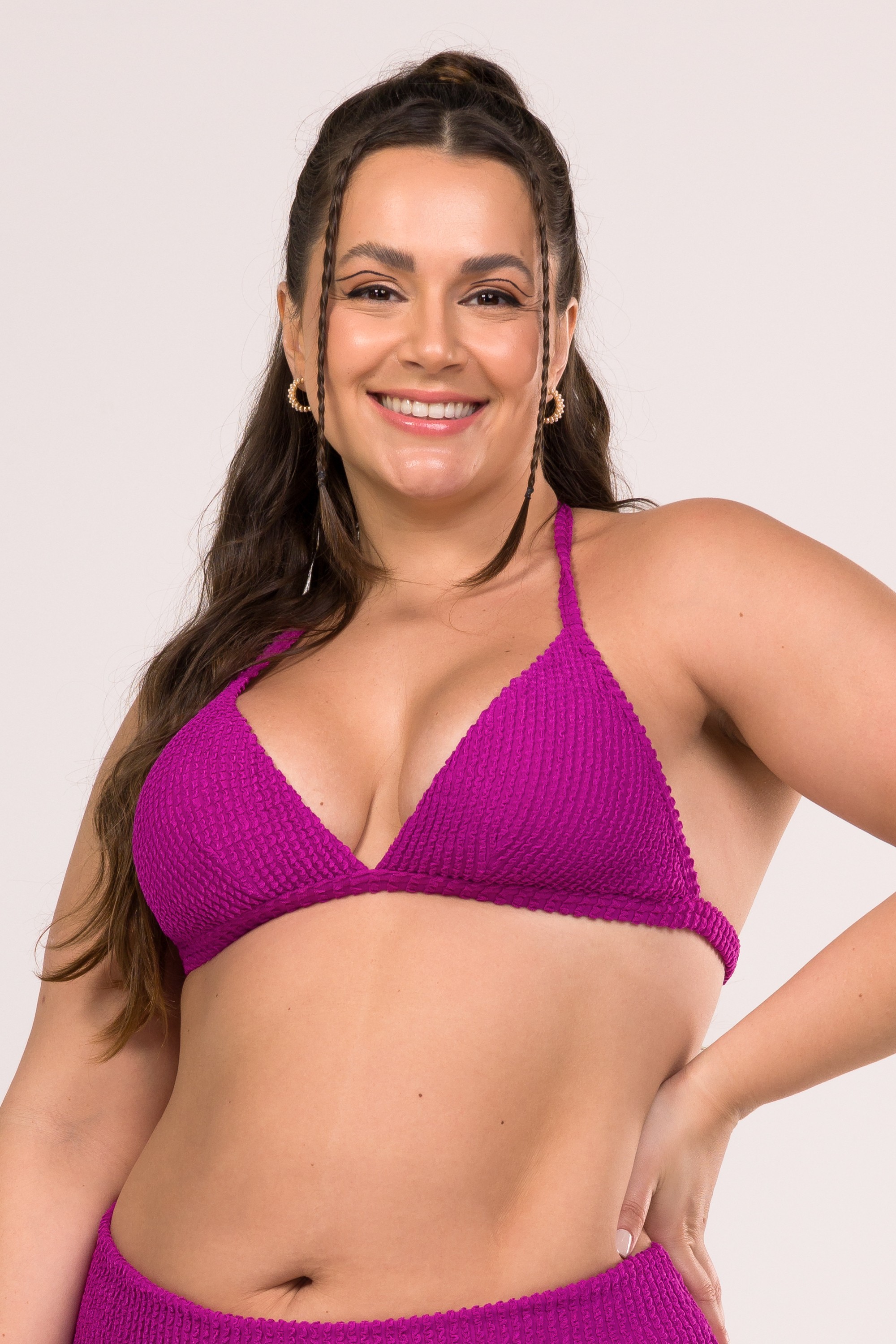 Top biquini Cortininha Fixa Roxo Escuro - Hipy